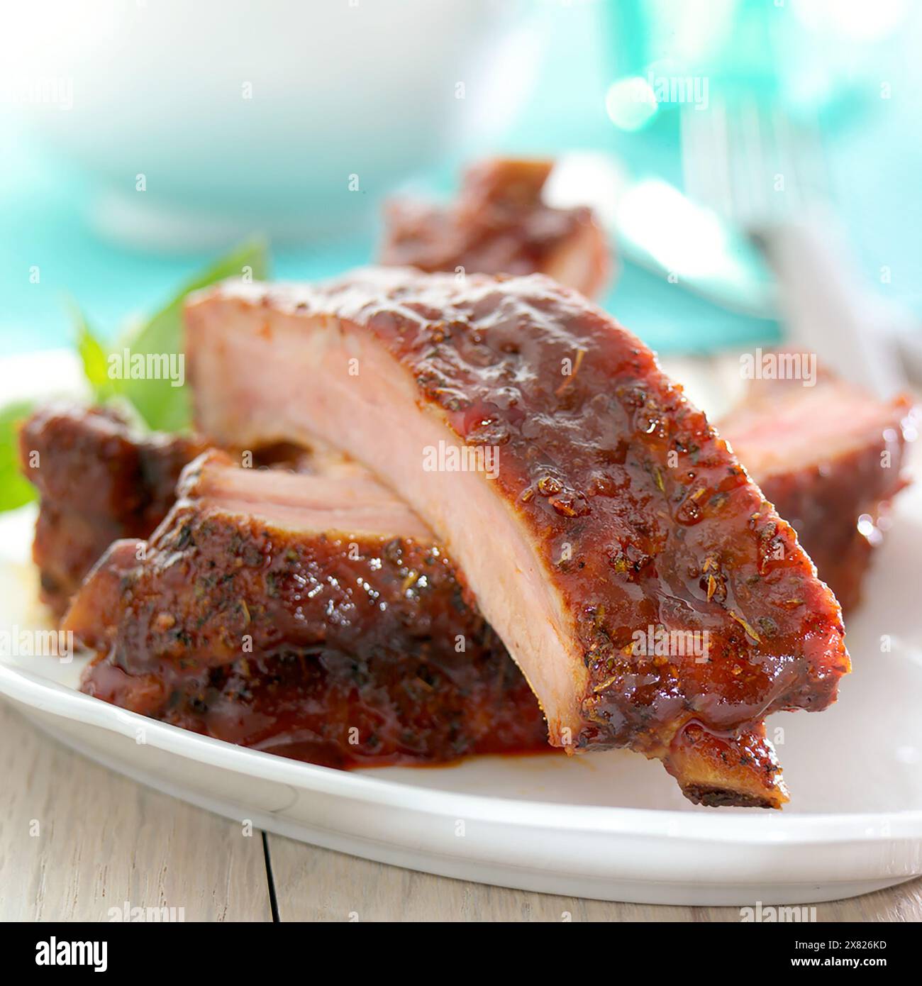 pork ribs with bbq sauce Stock Photo - Alamy