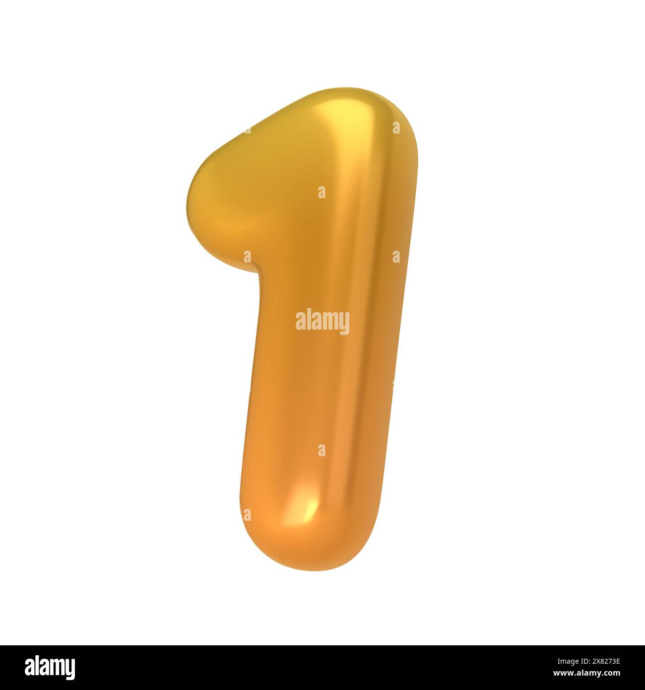 Number 1. Foil and latex balloon number One in 3d style. Realistic ...