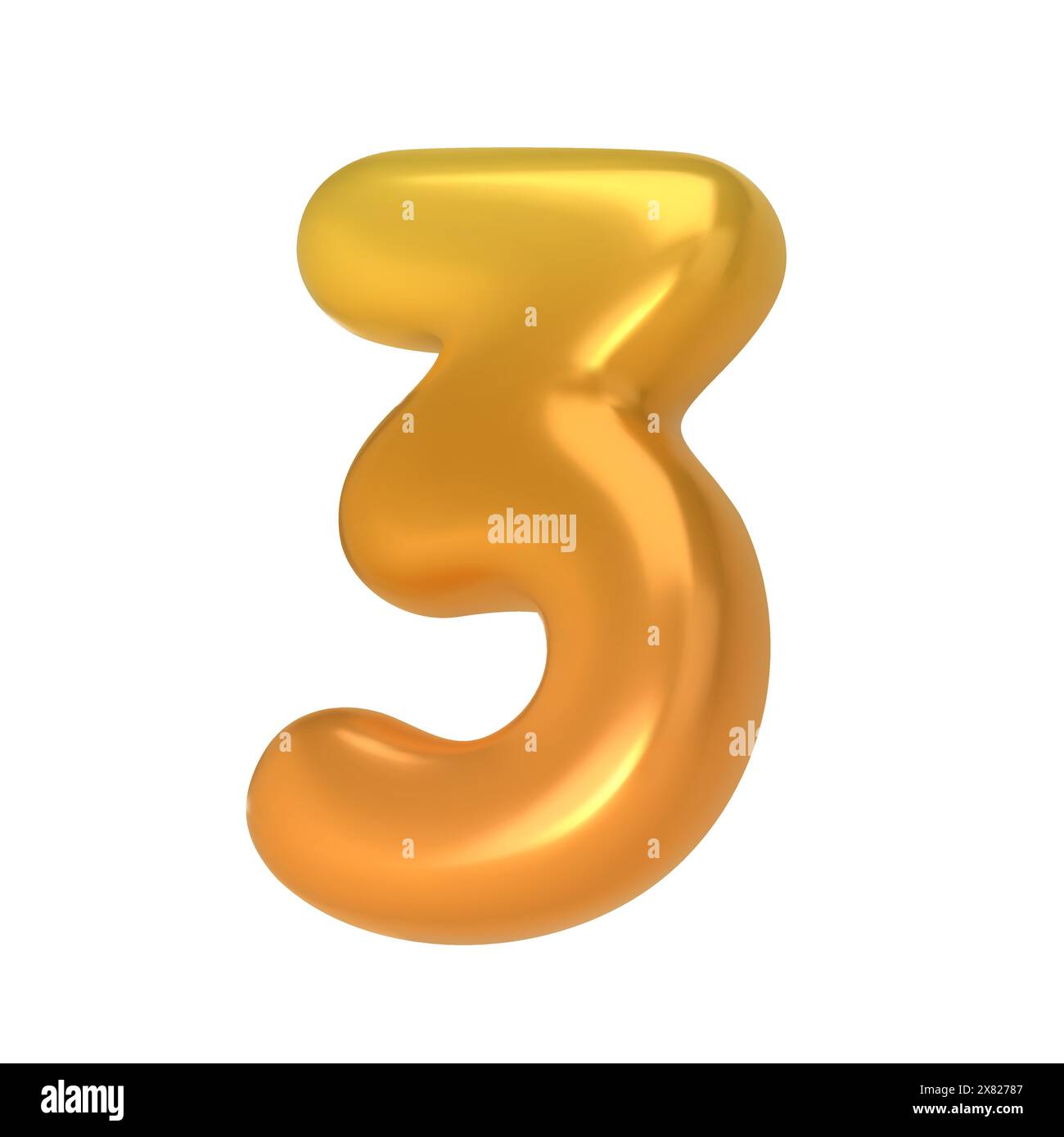 Number 3. Foil and latex balloon number three in 3d style. Realistic ...
