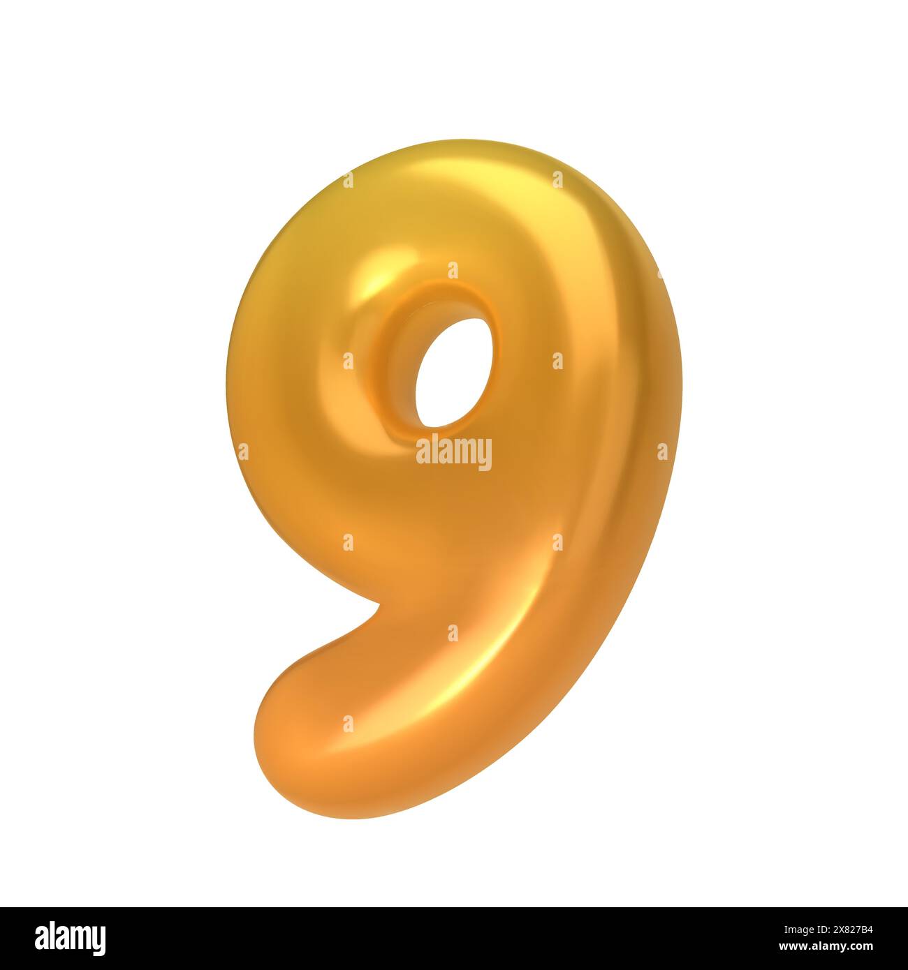 Number 9. Foil and latex balloon number nine in 3d style. Realistic ...