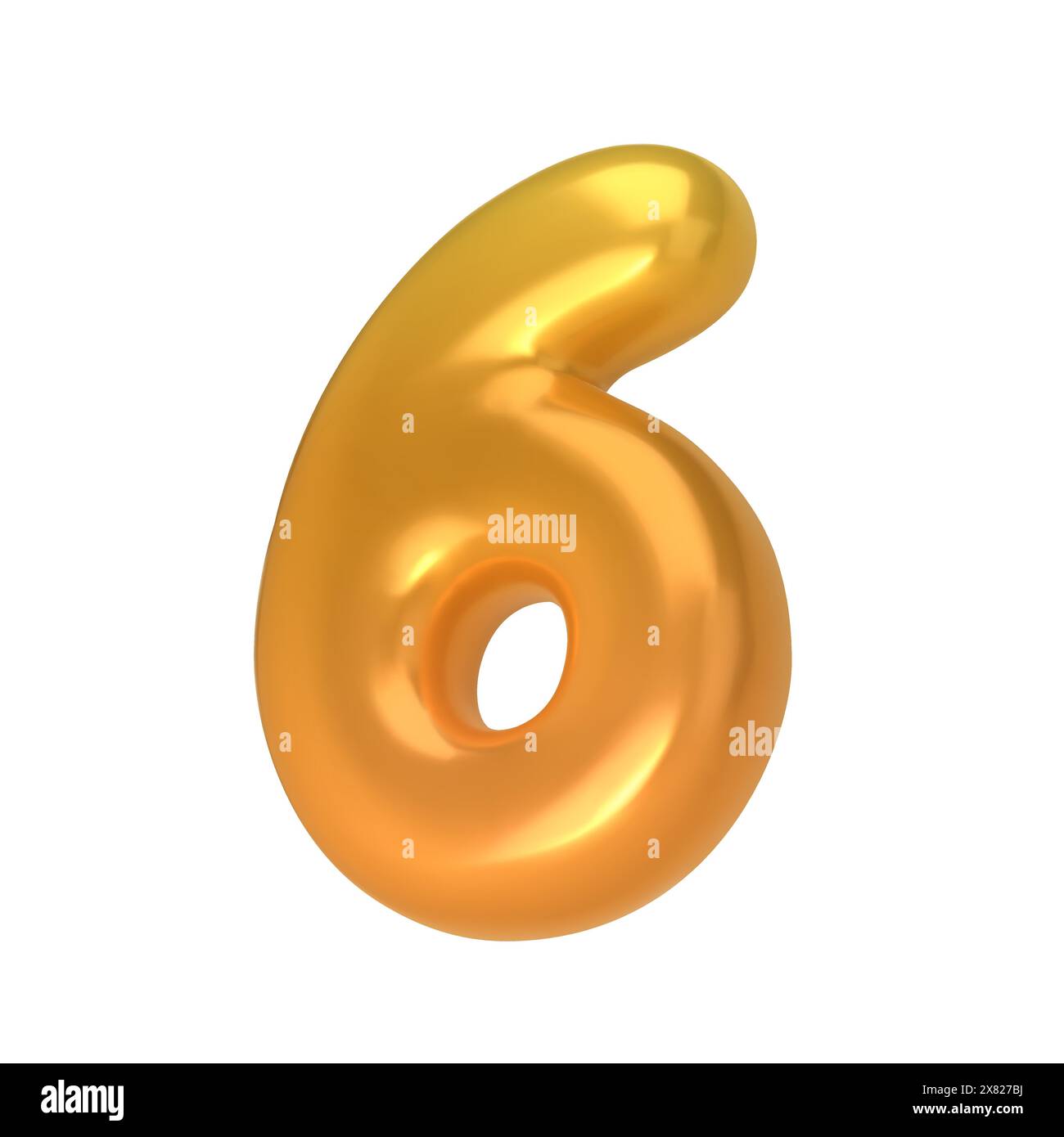 Number 6. Foil and latex balloon number six in 3d style. Realistic ...