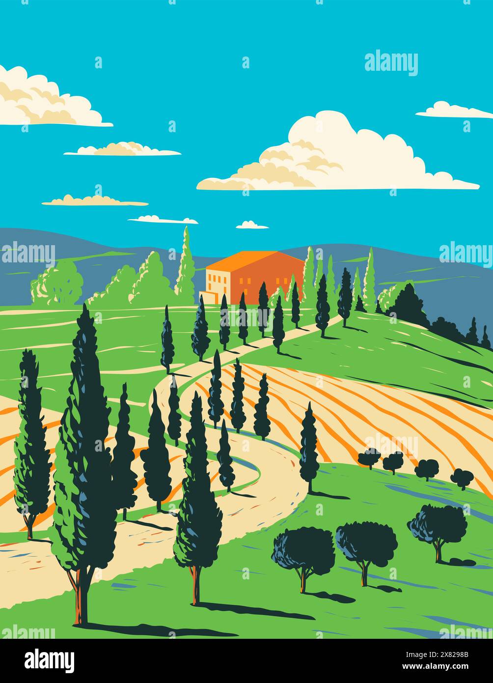 Tuscan forest landscape Stock Vector Images - Alamy