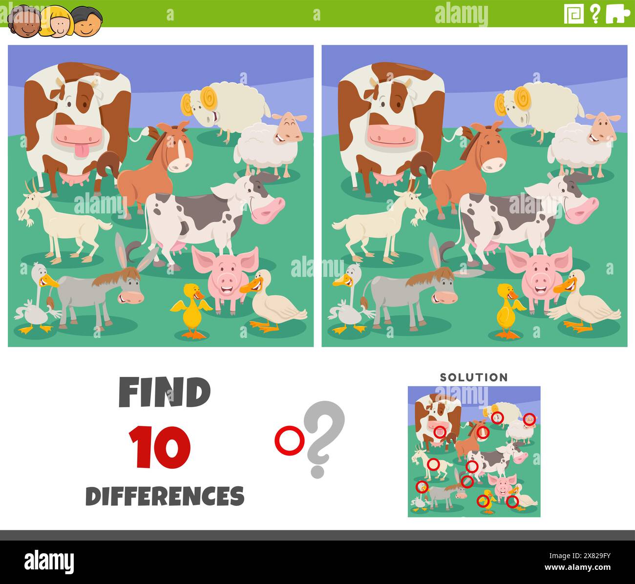 Cartoon illustration of finding the differences between pictures ...
