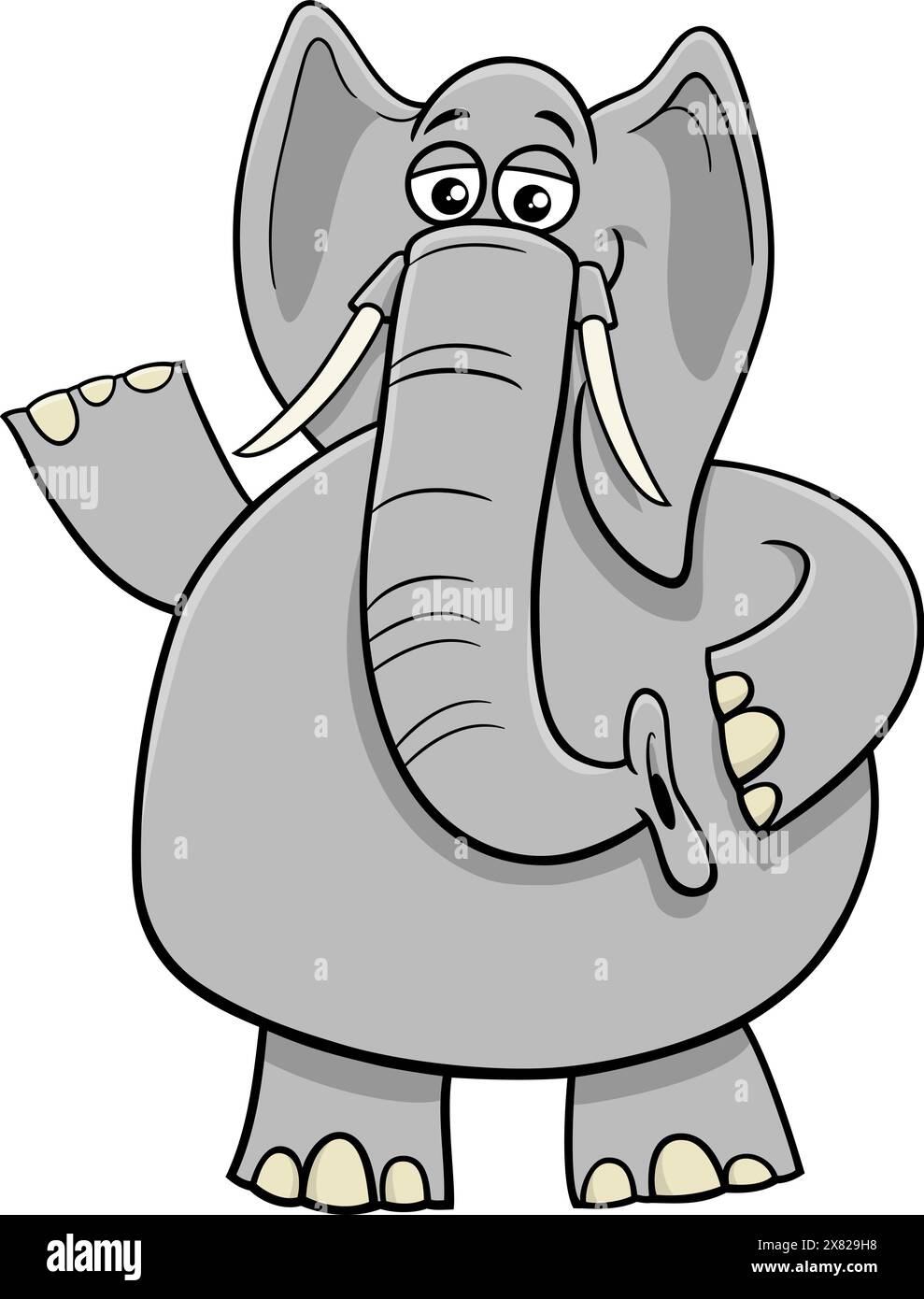 Cartoon illustration of funny elephant comic animal character Stock ...