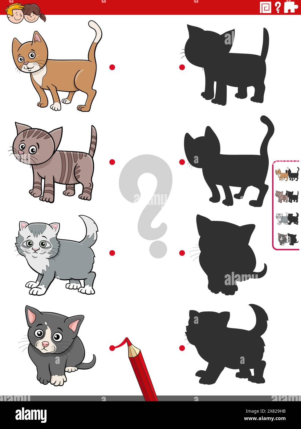 Cartoon illustration of match the right shadows with pictures ...