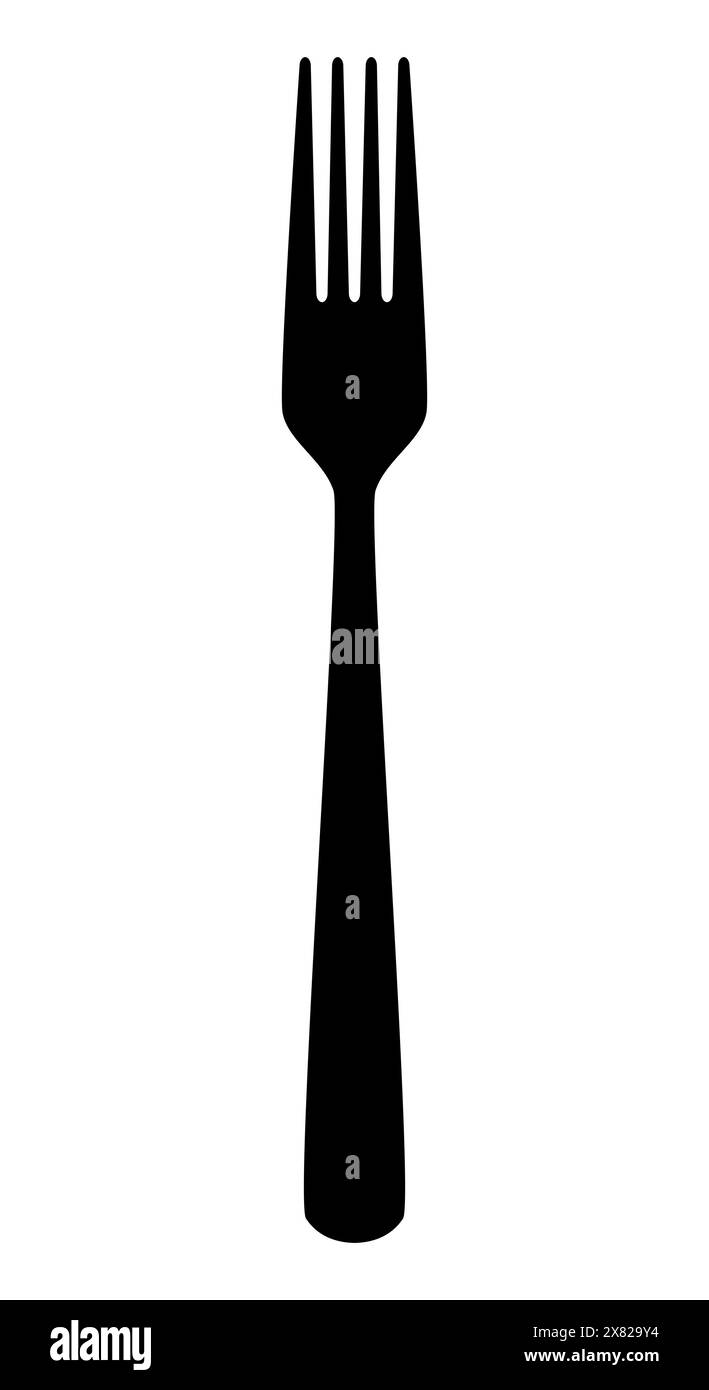 fork silhouette shape, black and white vector illustration of cutlery ...