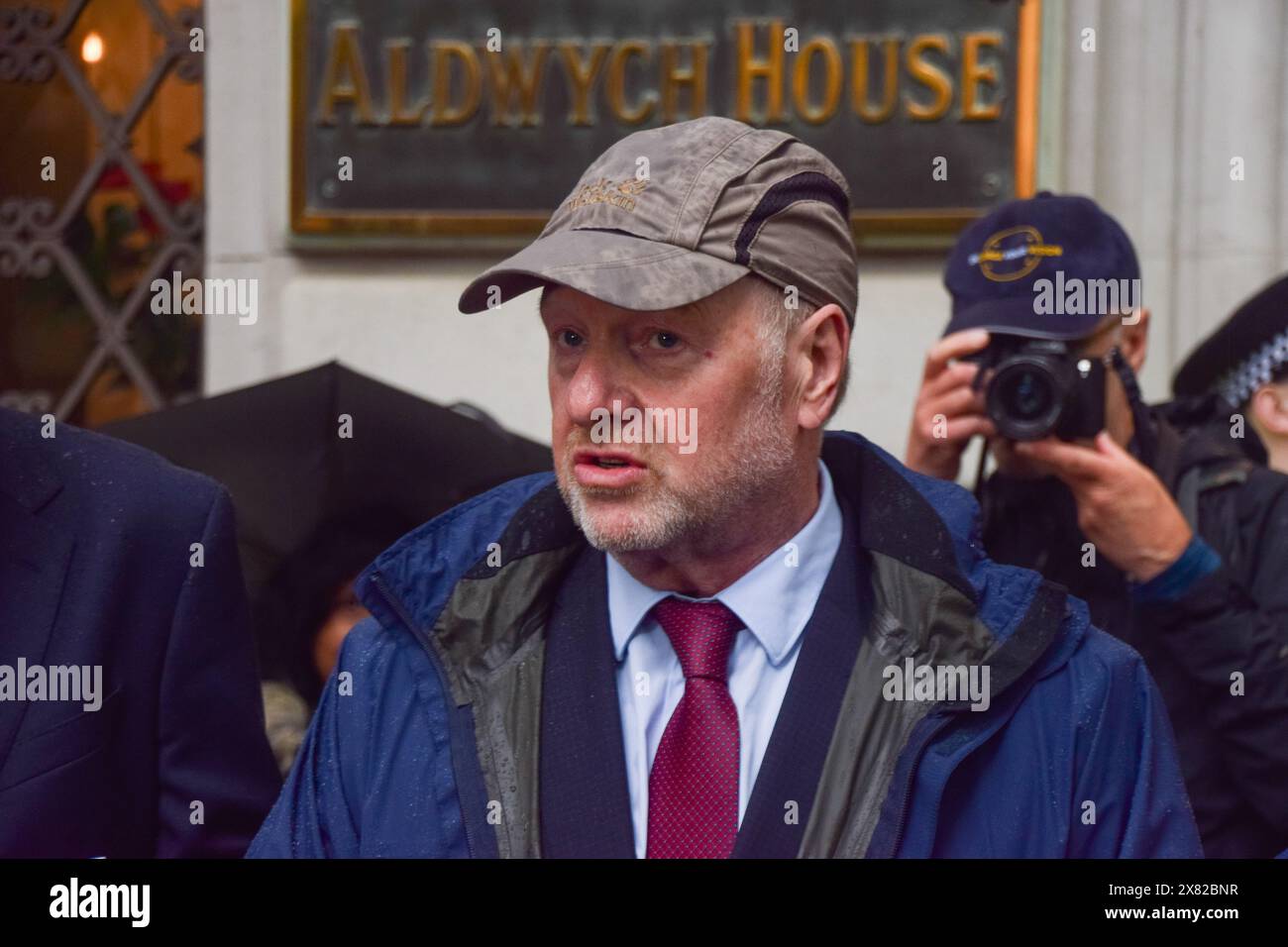London, UK. 22nd May 2024. Former subpostmaster Alan Bates speaks to ...