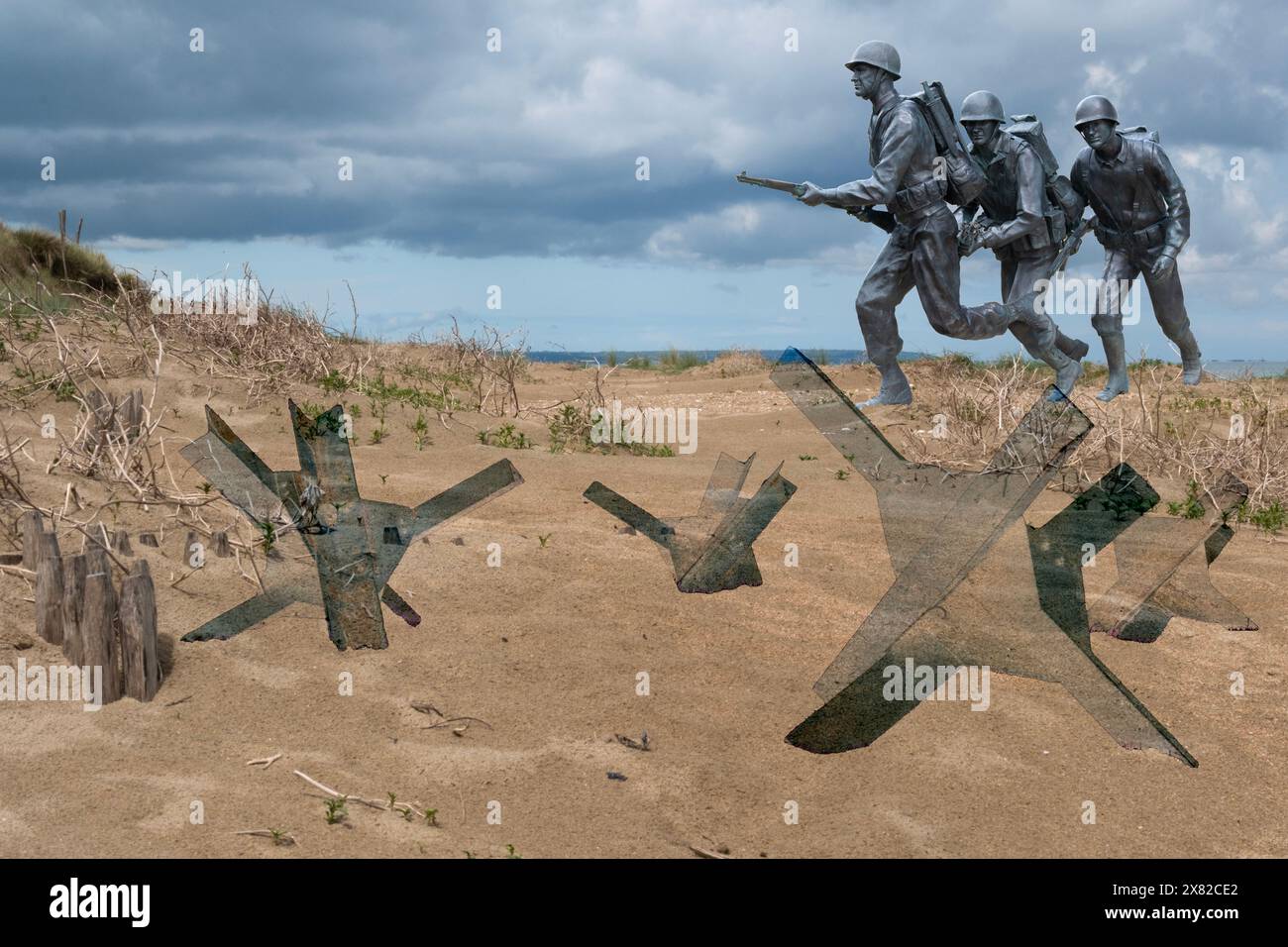 Normandy France D-Day ghost soldiers sculptures and hedgehogs on Utah ...