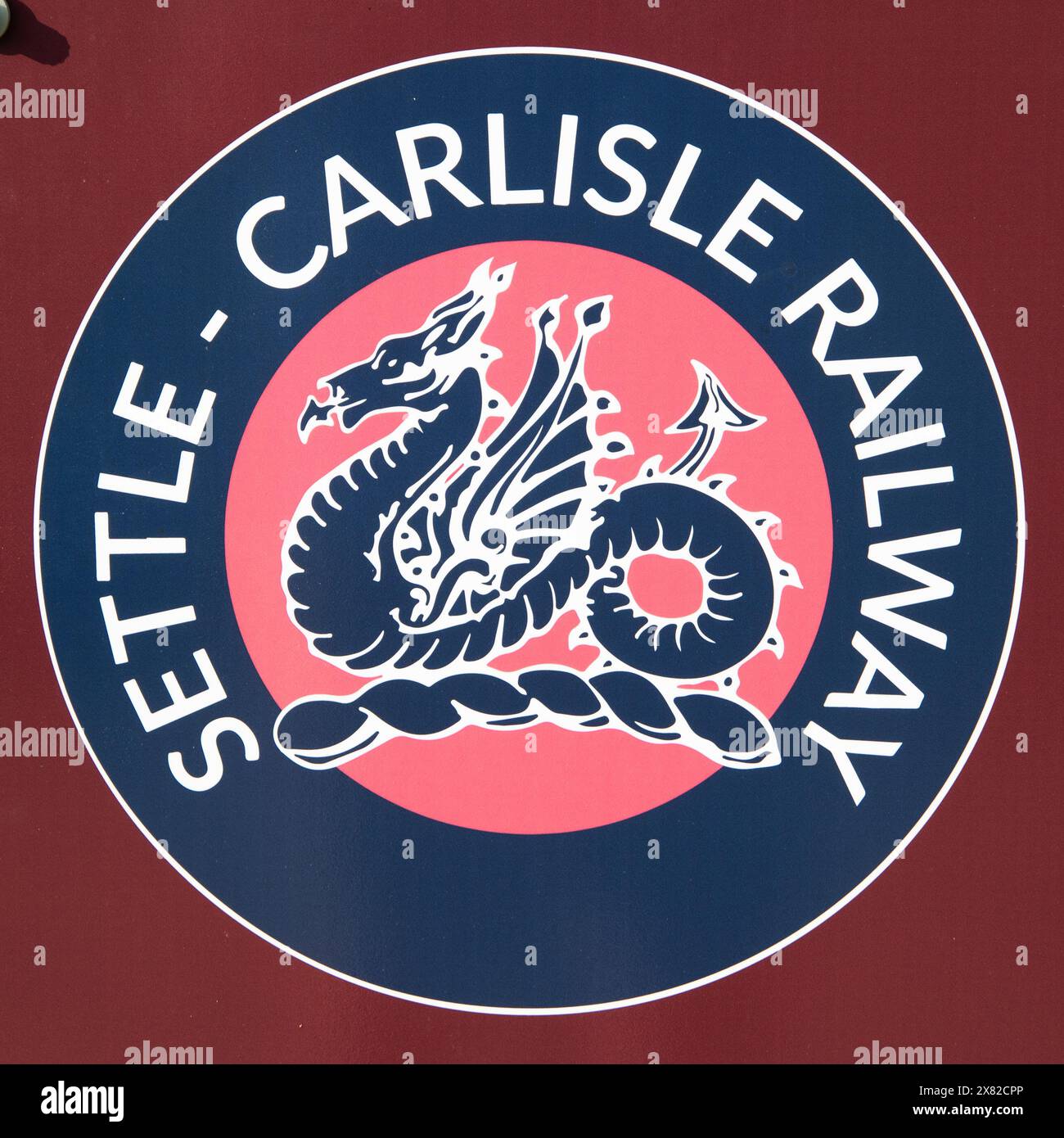 Sign with logo for Settle- Carlisle Railway, Ribblehead Station, Settle ...