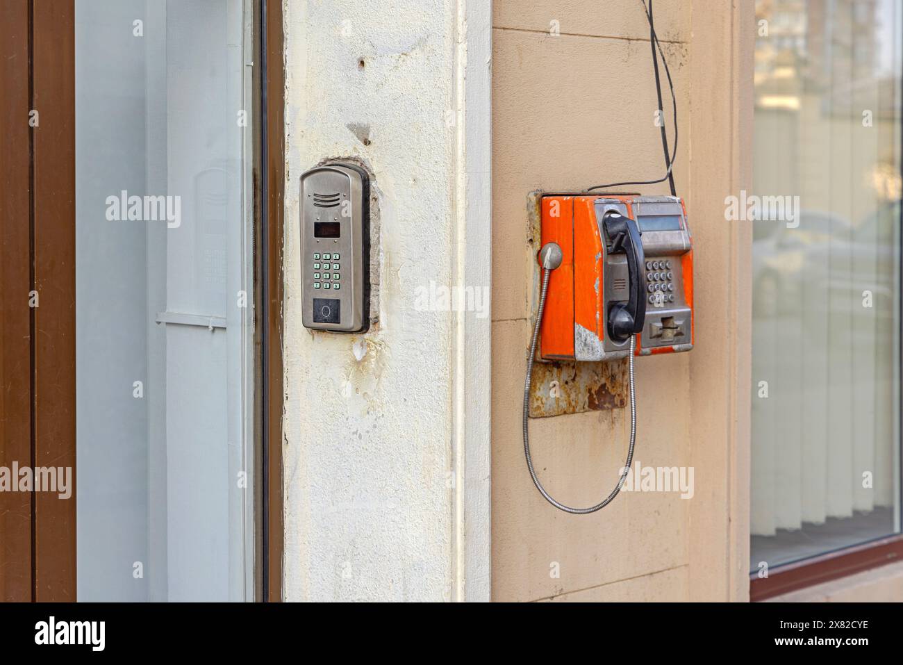 Door Intercom Keypad and Old Rusty Card Payphone Public Telephone at ...
