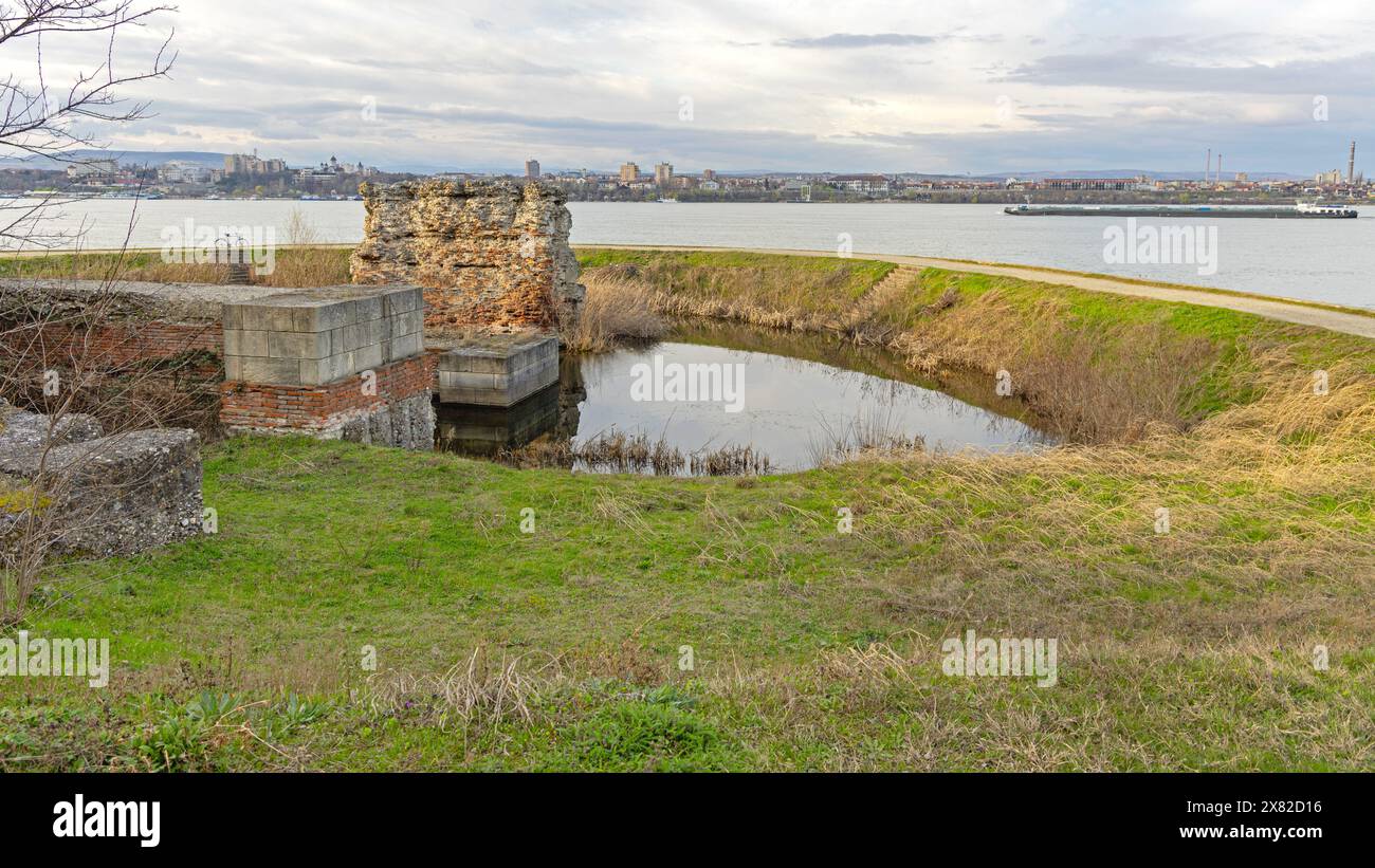 Support Column of Trajan Bridge at River Danube South Bank Historic ...
