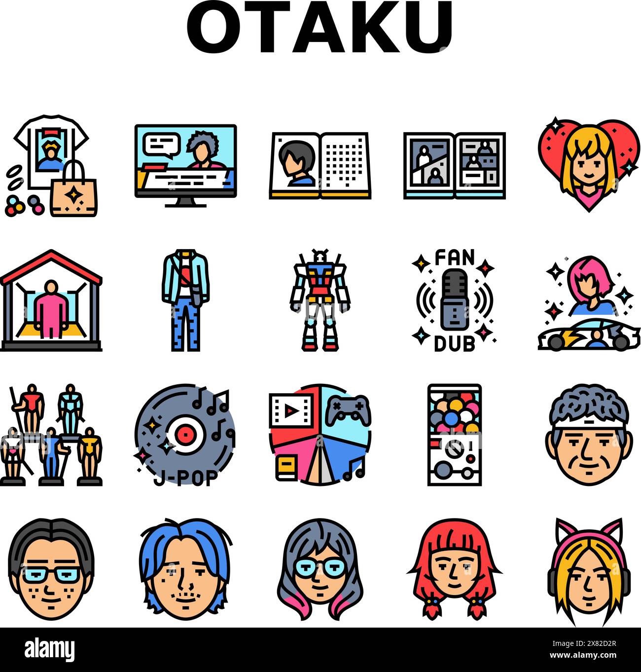 otaku anime manga eyes icons set vector Stock Vector Image & Art - Alamy