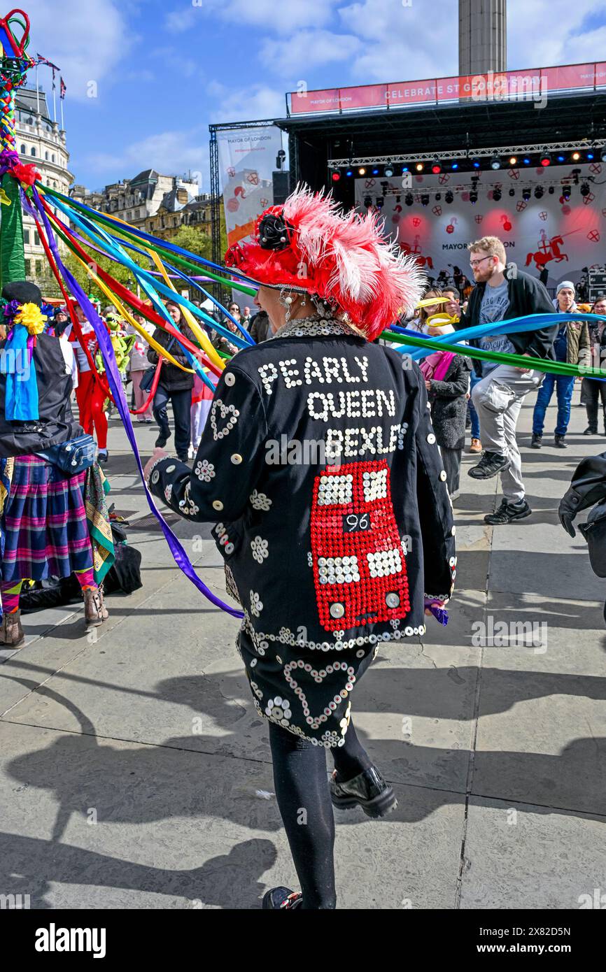 Pearly Queen Bexley dancing the Maypole, St George's Day celebrations ...
