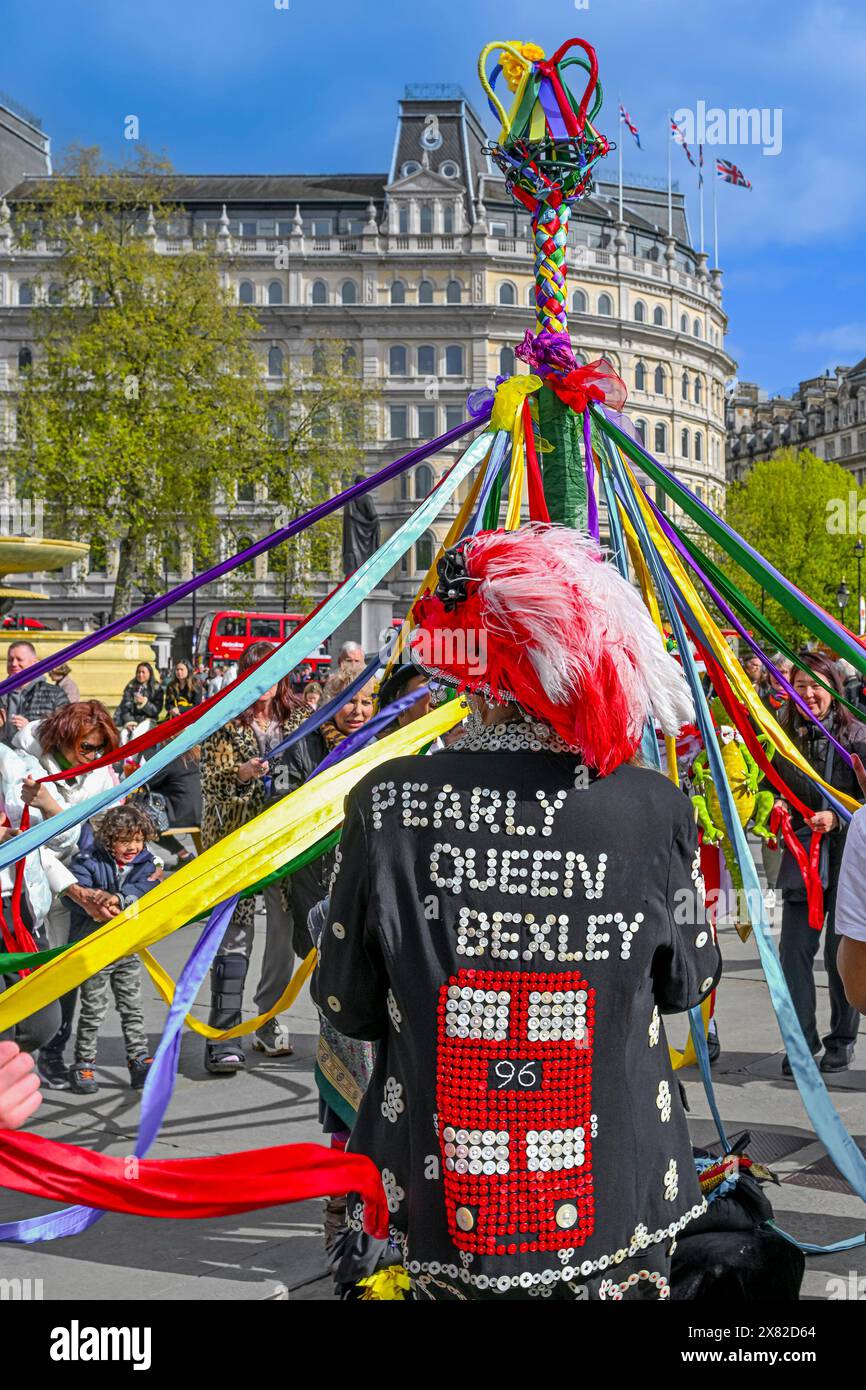 Pearly Queen Bexley dancing the Maypole, St George's Day celebrations ...