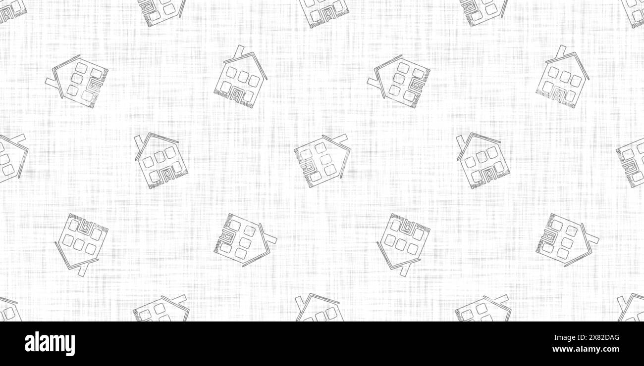 White neutral minimal house motif with Linen effect texture for baby ...