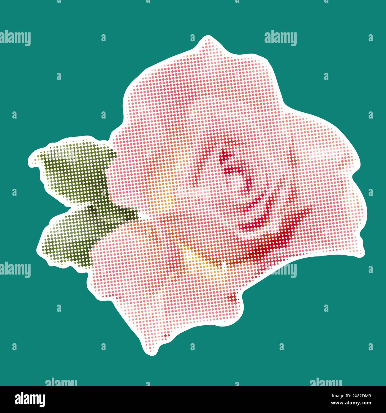 Halftone pink rose collage element in y2k style, vintage punk ...