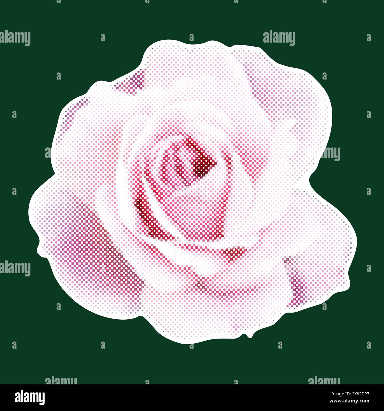 Halftone pink rose collage element in y2k style, vintage punk ...
