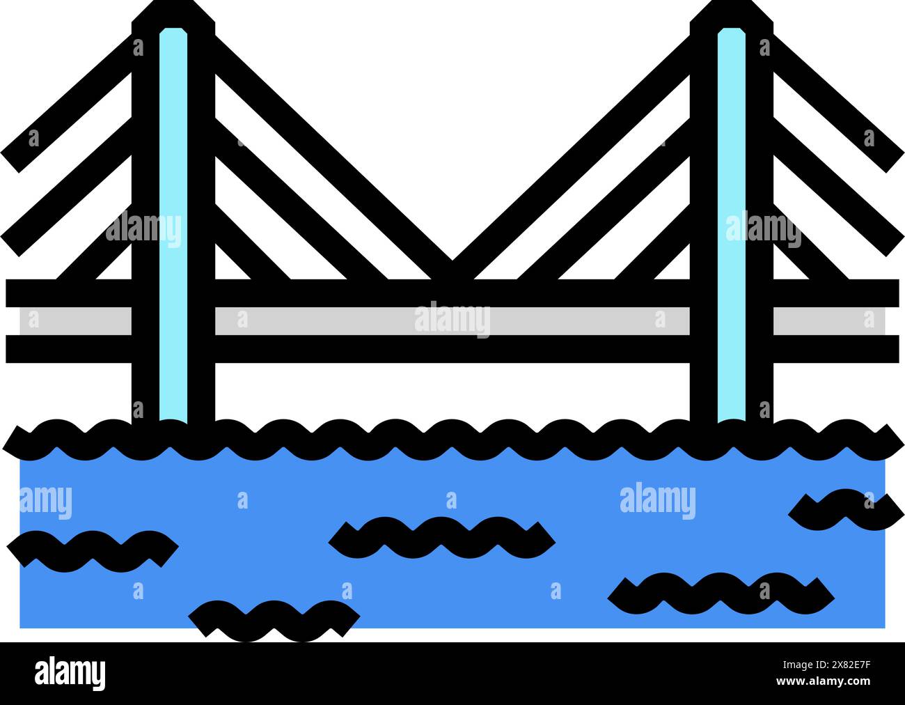 cable stayed bridge color icon vector illustration Stock Vector Image ...