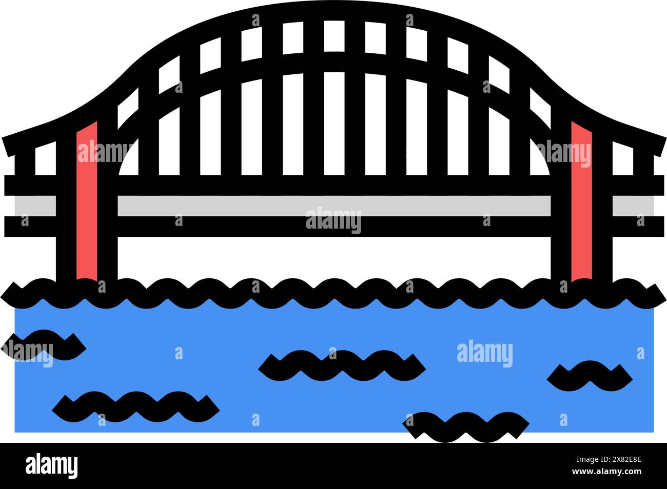 tied arch bridge color icon vector illustration Stock Vector Image ...