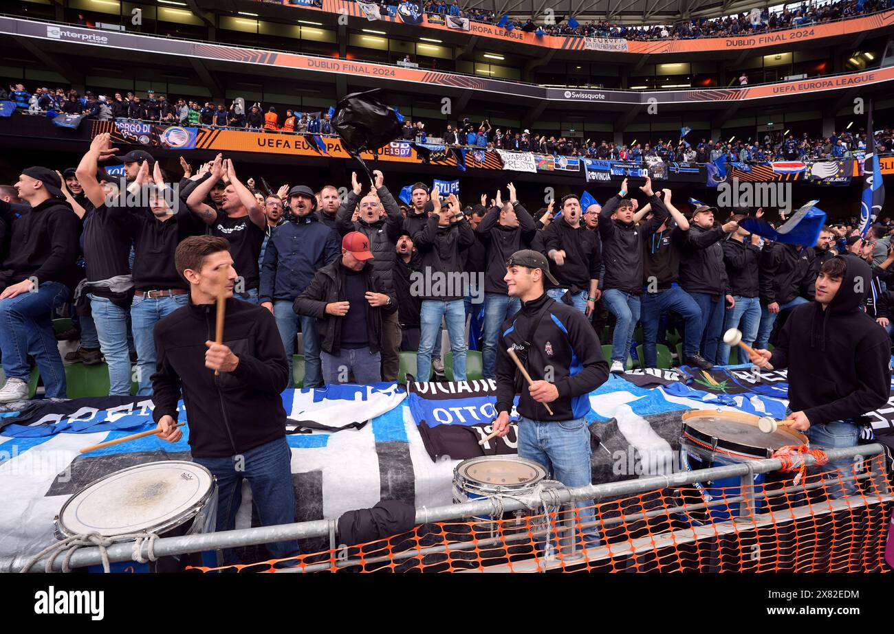 Atalanta fans during the UEFA Europa League final at the Aviva Stadium ...