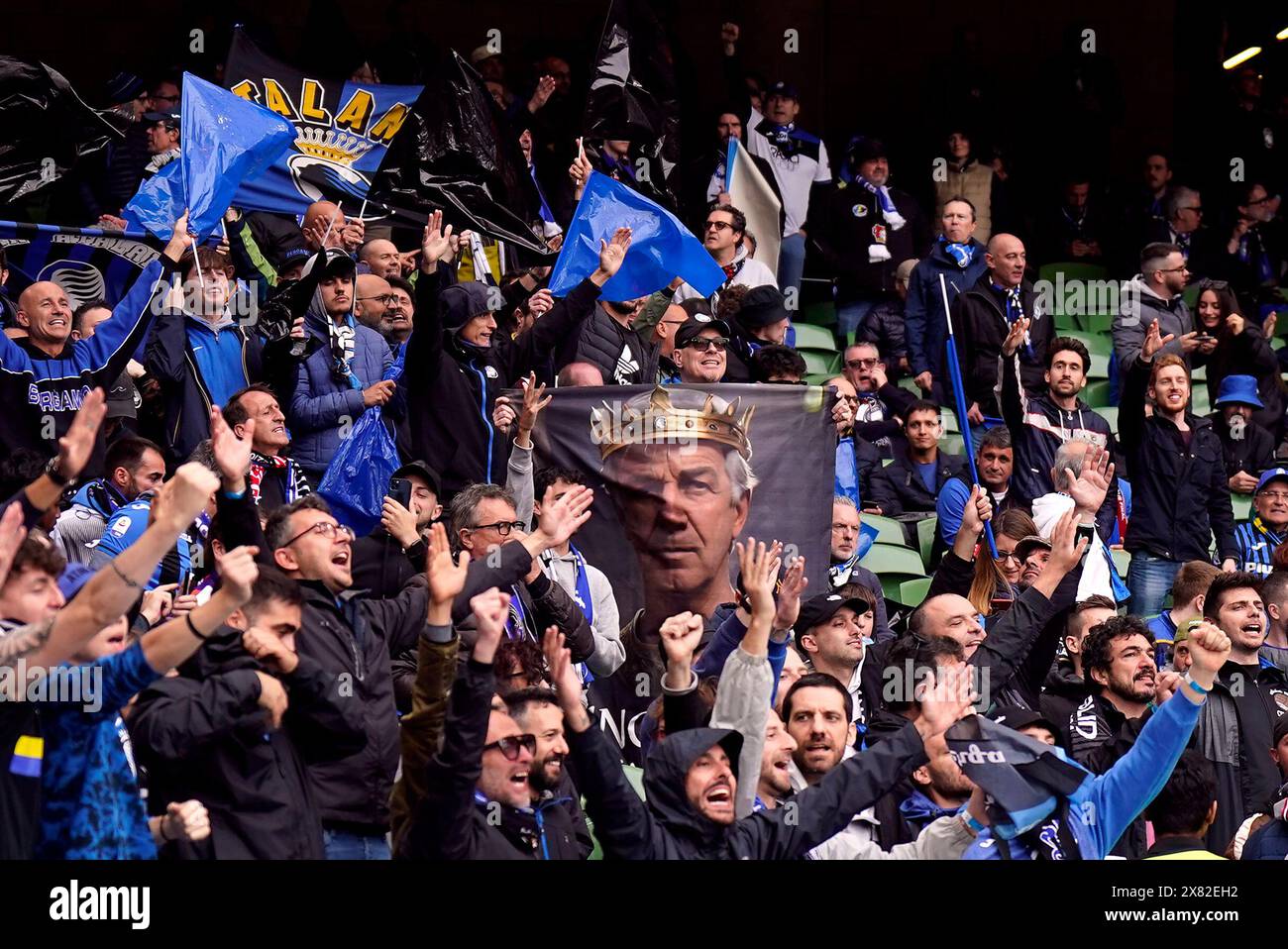 Atalanta fans during the UEFA Europa League final at the Aviva Stadium ...