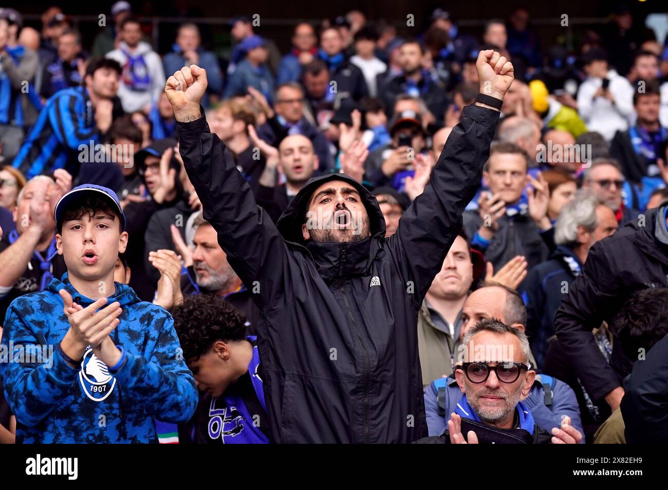 Atalanta fans during the UEFA Europa League final at the Aviva Stadium ...
