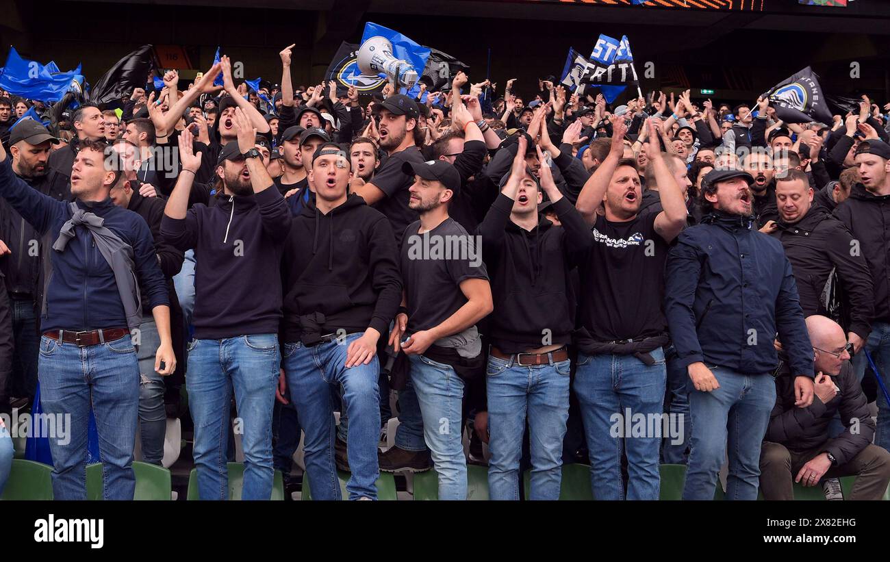 Atalanta fans during the UEFA Europa League final at the Aviva Stadium ...