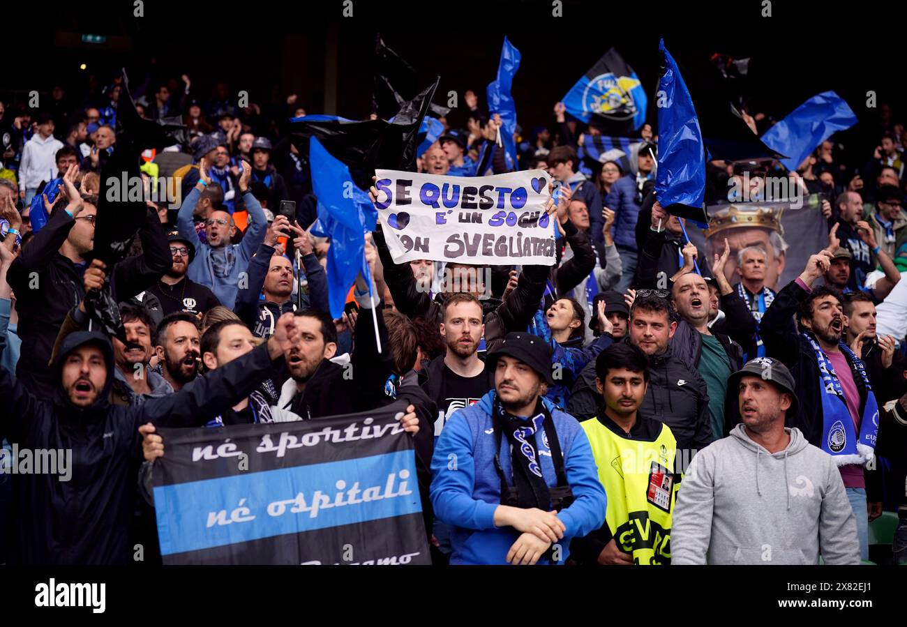 Atalanta fans during the UEFA Europa League final at the Aviva Stadium ...