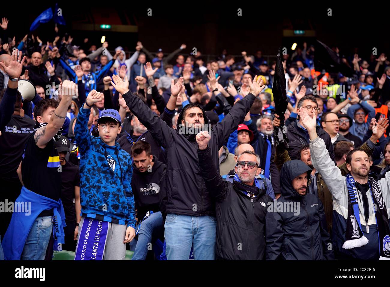 Atalanta fans during the UEFA Europa League final at the Aviva Stadium ...