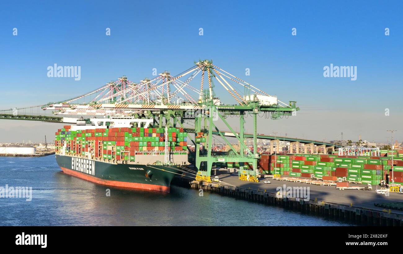 Los Angeles, California, USA - 12 January 2024: Container ship Ever ...
