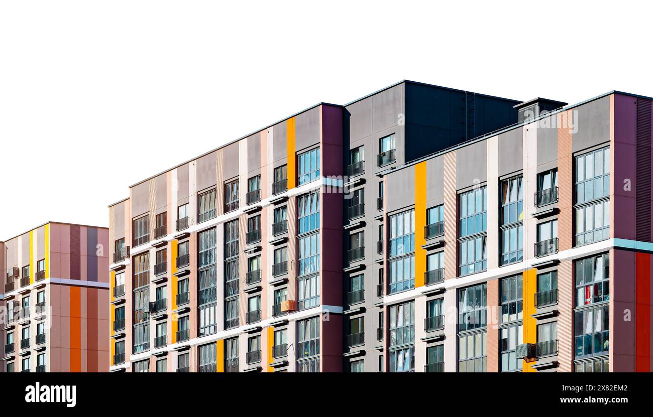 Modern apartment development. Building complex with white exterior ...