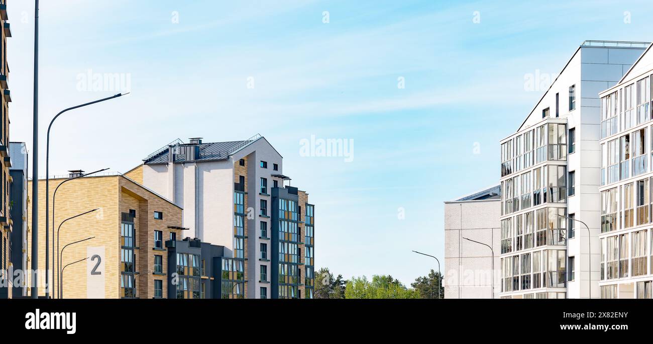 Modern residential building in urban city, luxury condominiums with ...