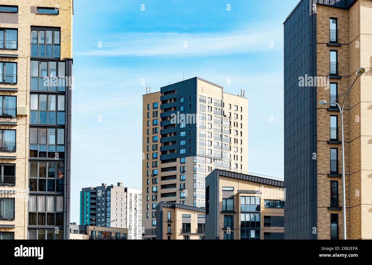 Modern residential building with luxury flats, balcony views, and ...