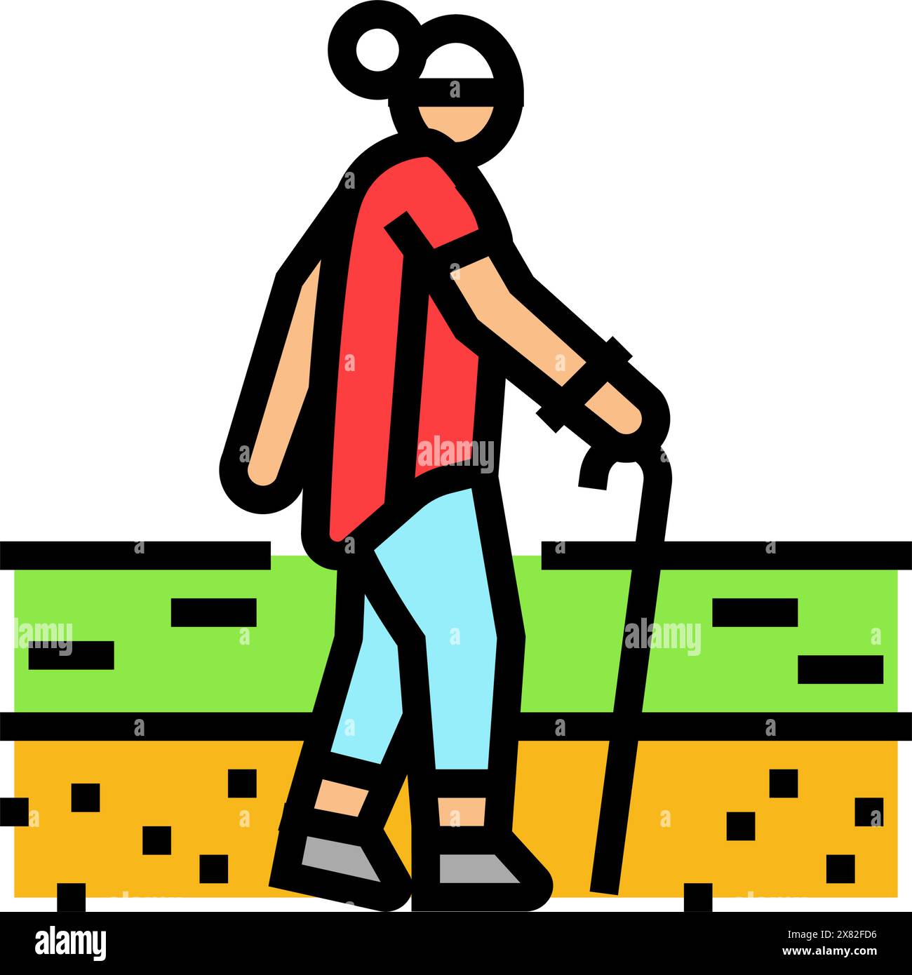 walking elderly leisure color icon vector illustration Stock Vector ...