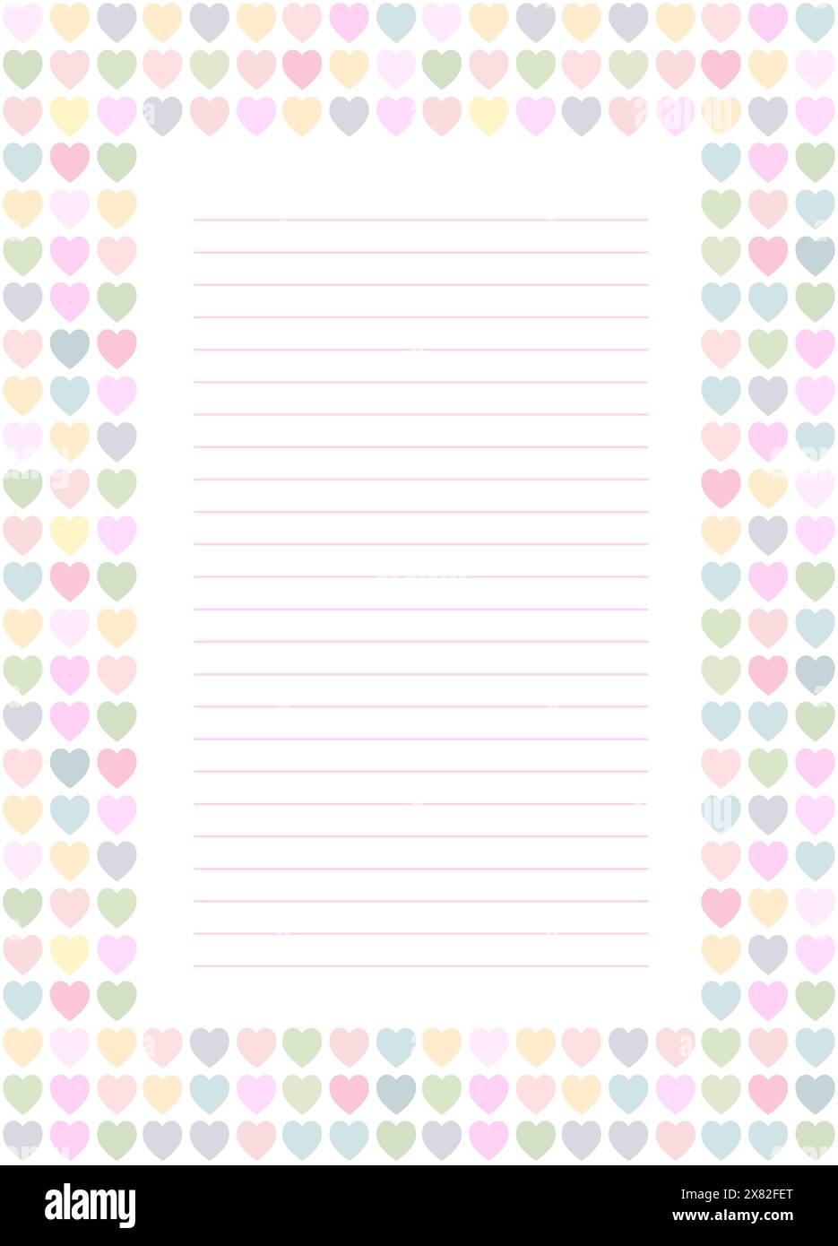 Letter classic writing line paper with hearts Stock Vector Image & Art ...