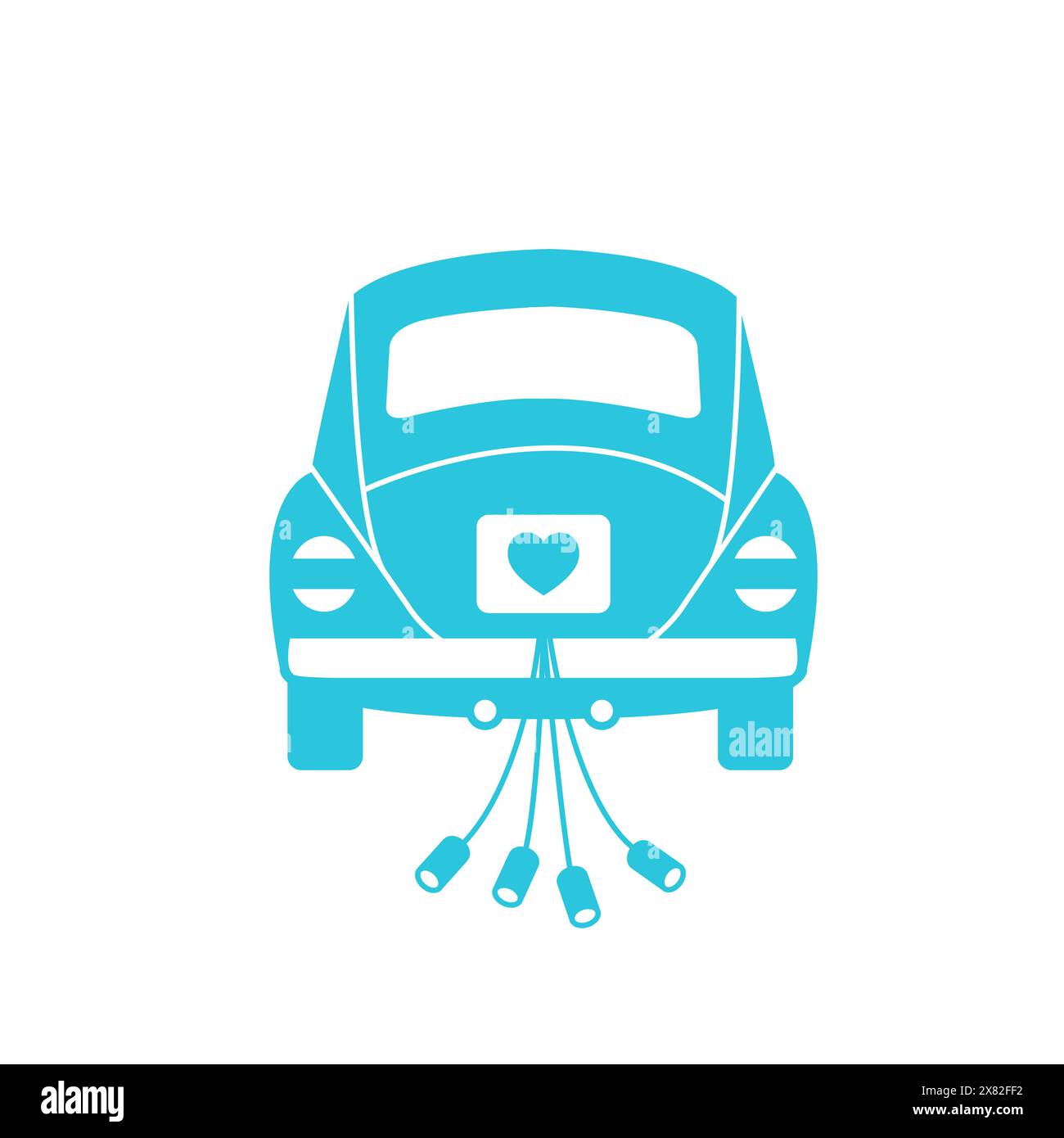 Minimalistic Vintage retro car, Wedding car, Back view, Isolated on ...