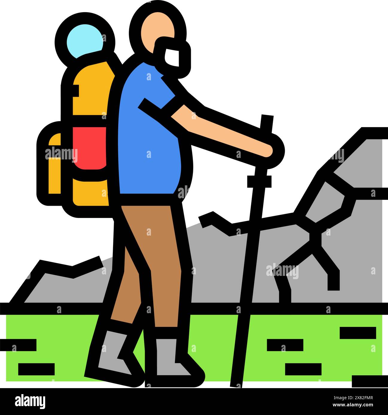 hiking elderly leisure color icon vector illustration Stock Vector ...