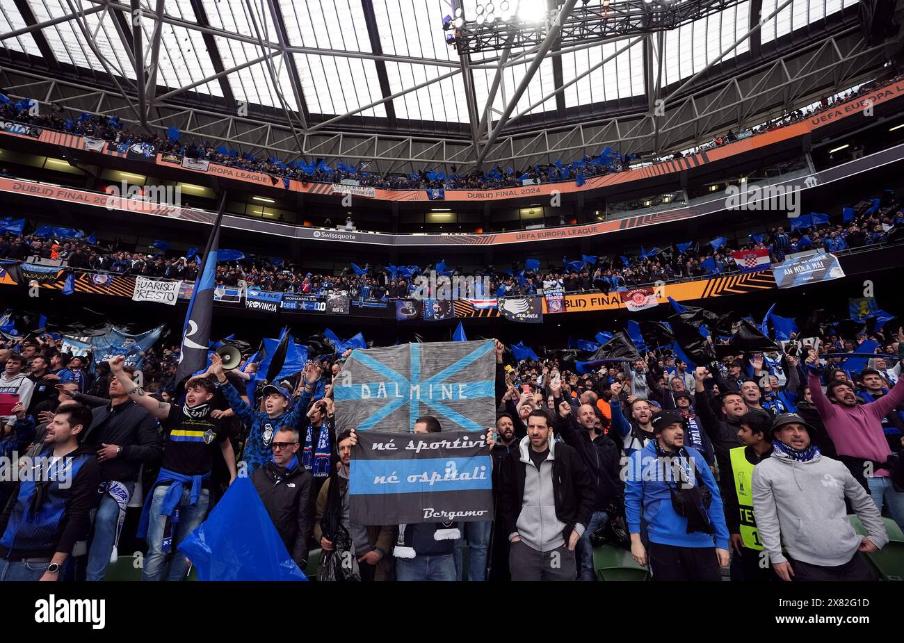 Atalanta fans during the UEFA Europa League final at the Aviva Stadium ...