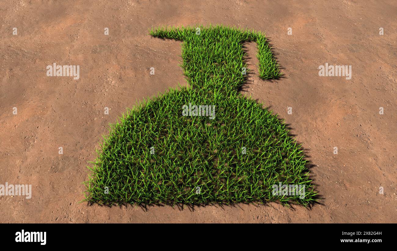 Concept or conceptual green summer lawn grass symbol shape on brown ...