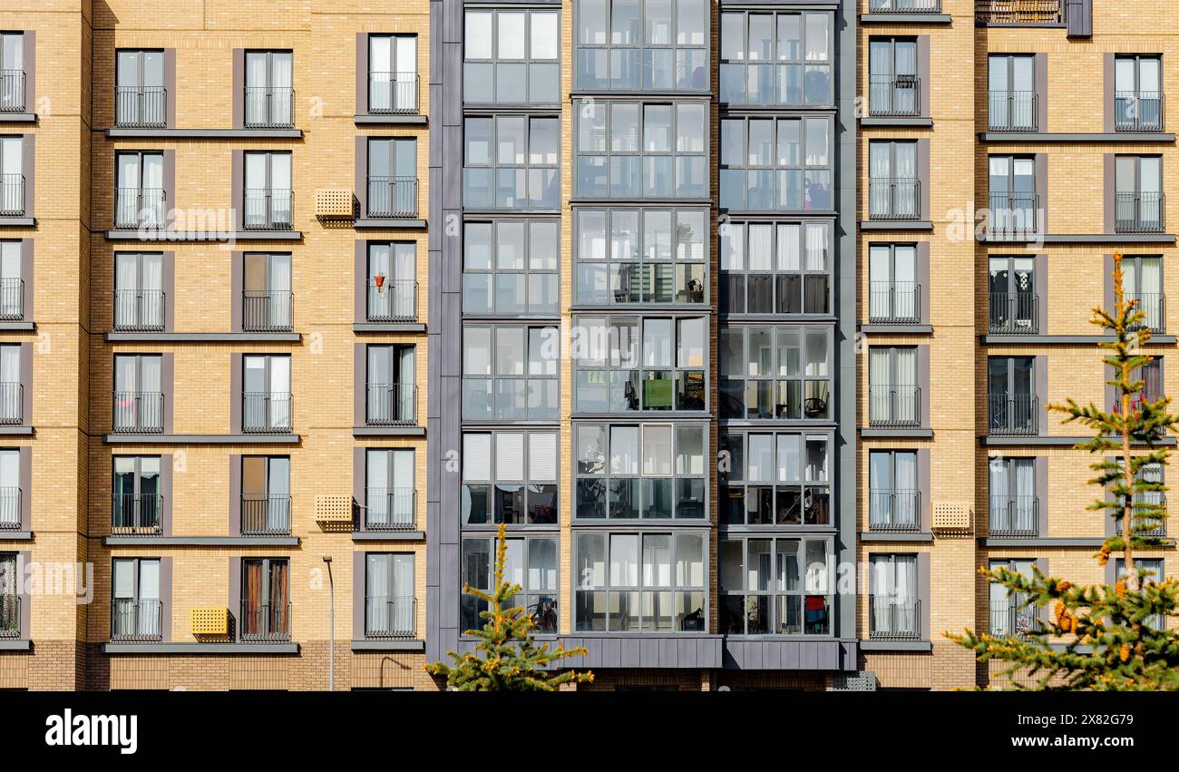 New modern residential building, multistory apartment complex with ...