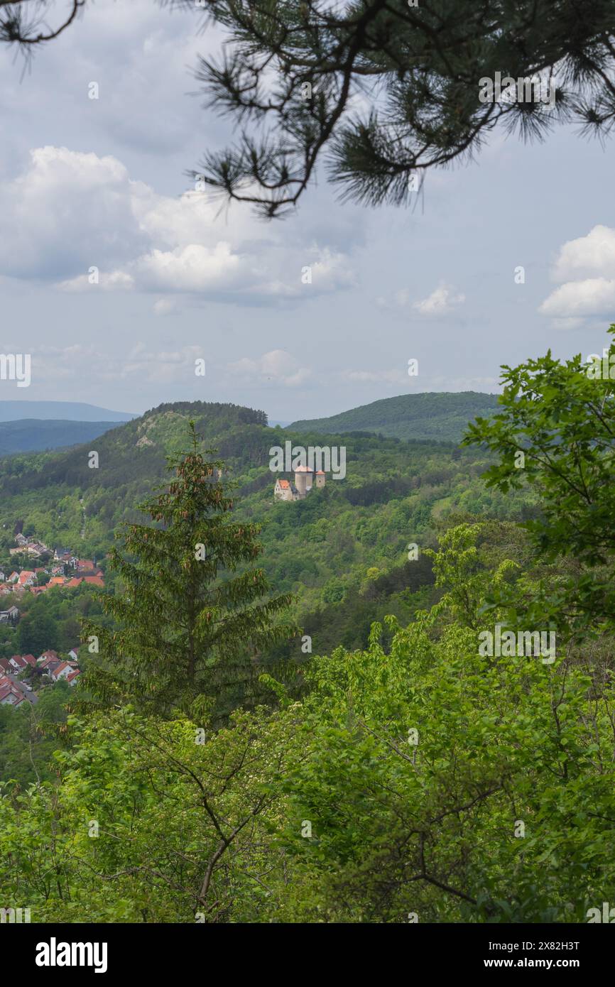 View to the castle Normannstein in the german city called Treffurt ...
