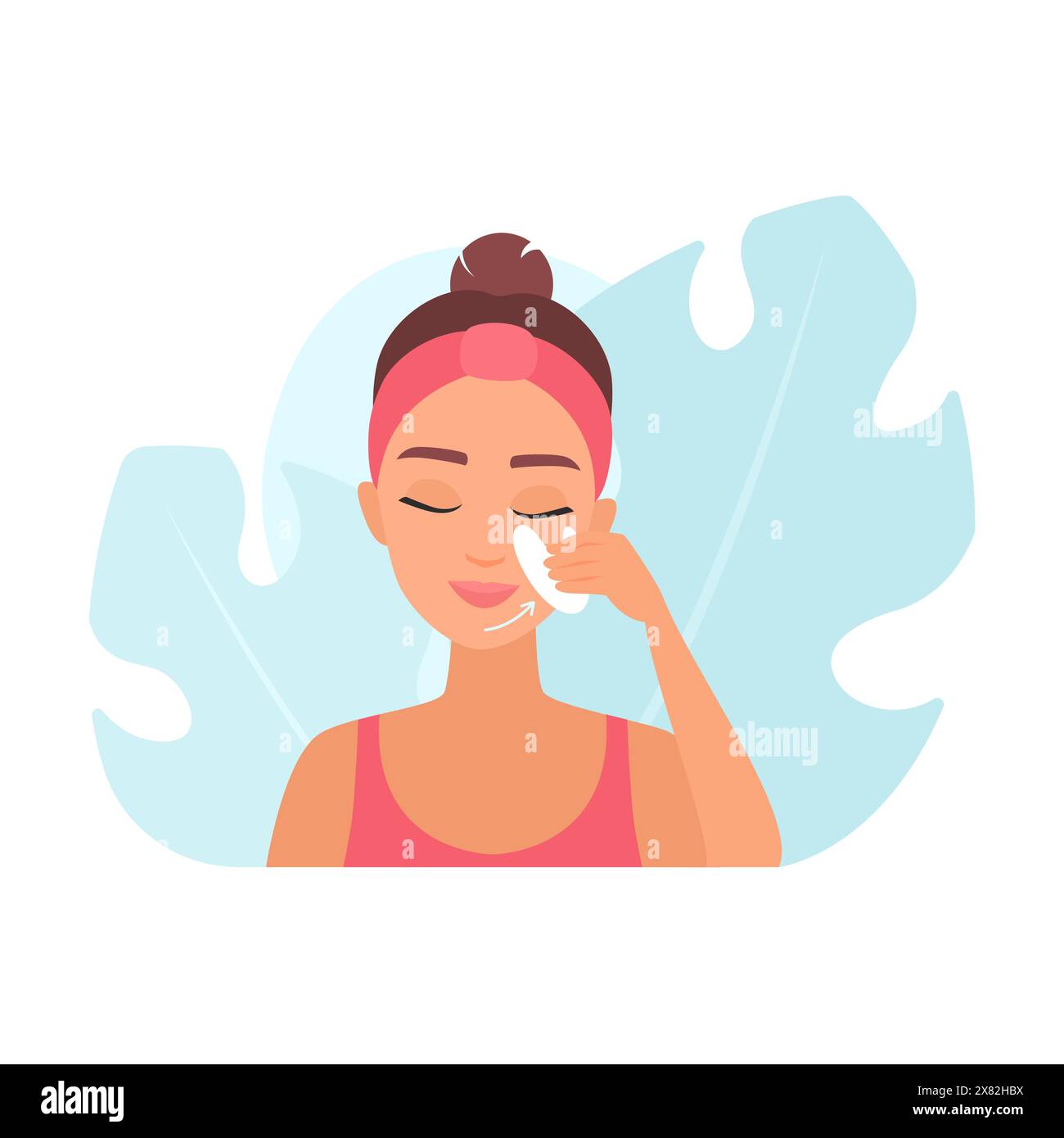 Girl with eyes closed massaging chin according to instructions, holding ...