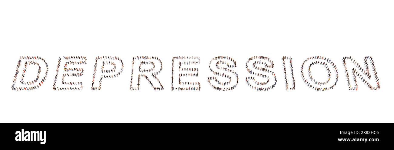Concept or conceptual large community of people forming the DEPRESSION ...