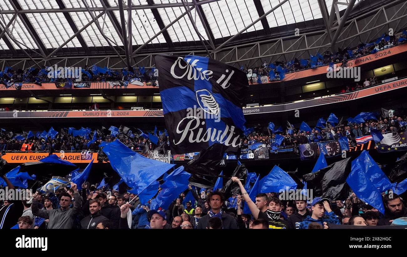 Atalanta fans during the UEFA Europa League final at the Aviva Stadium ...