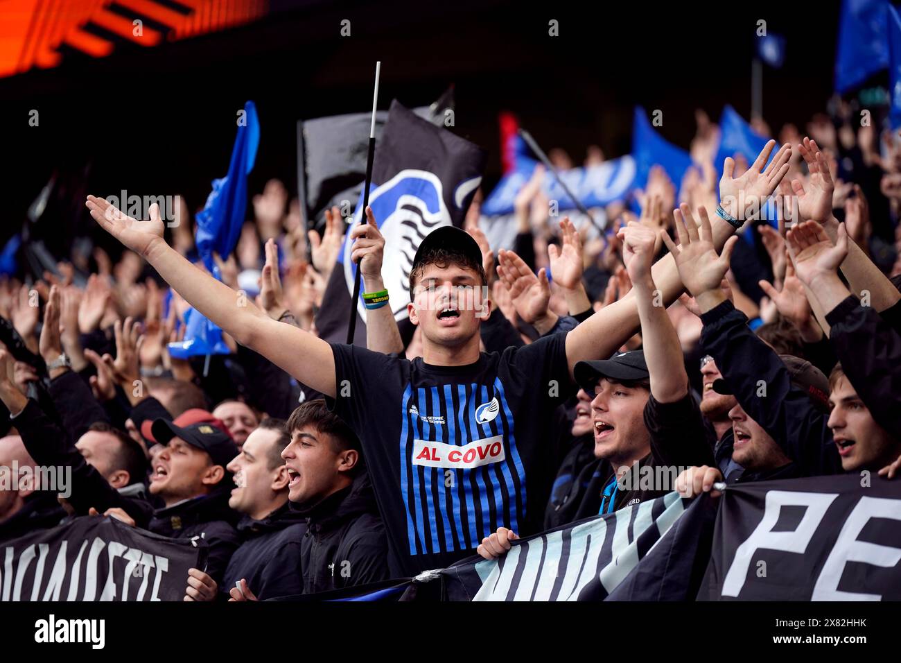 Atalanta fans during the UEFA Europa League final at the Aviva Stadium ...