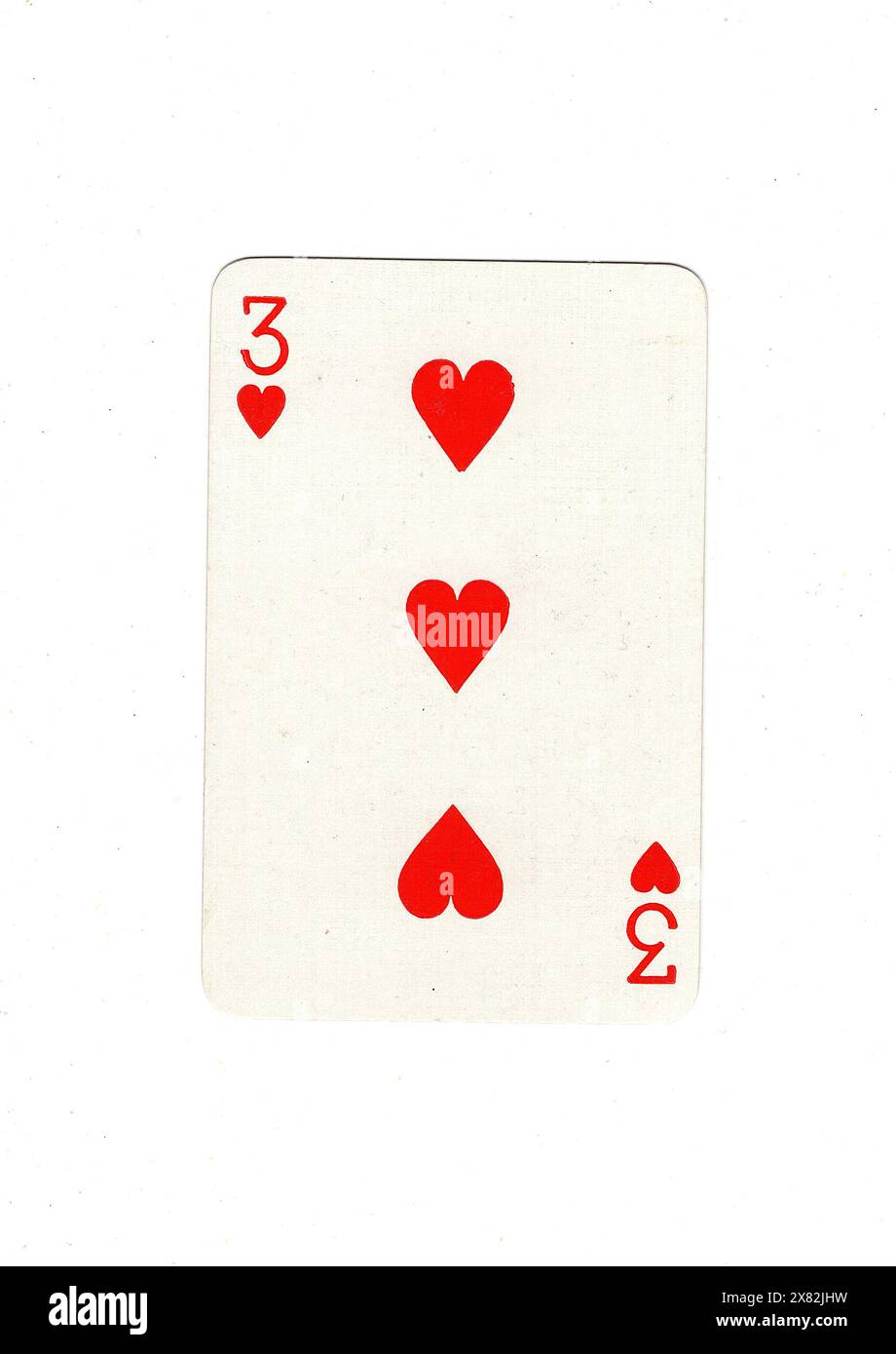 A three of hearts playing card on a white background Stock Photo - Alamy