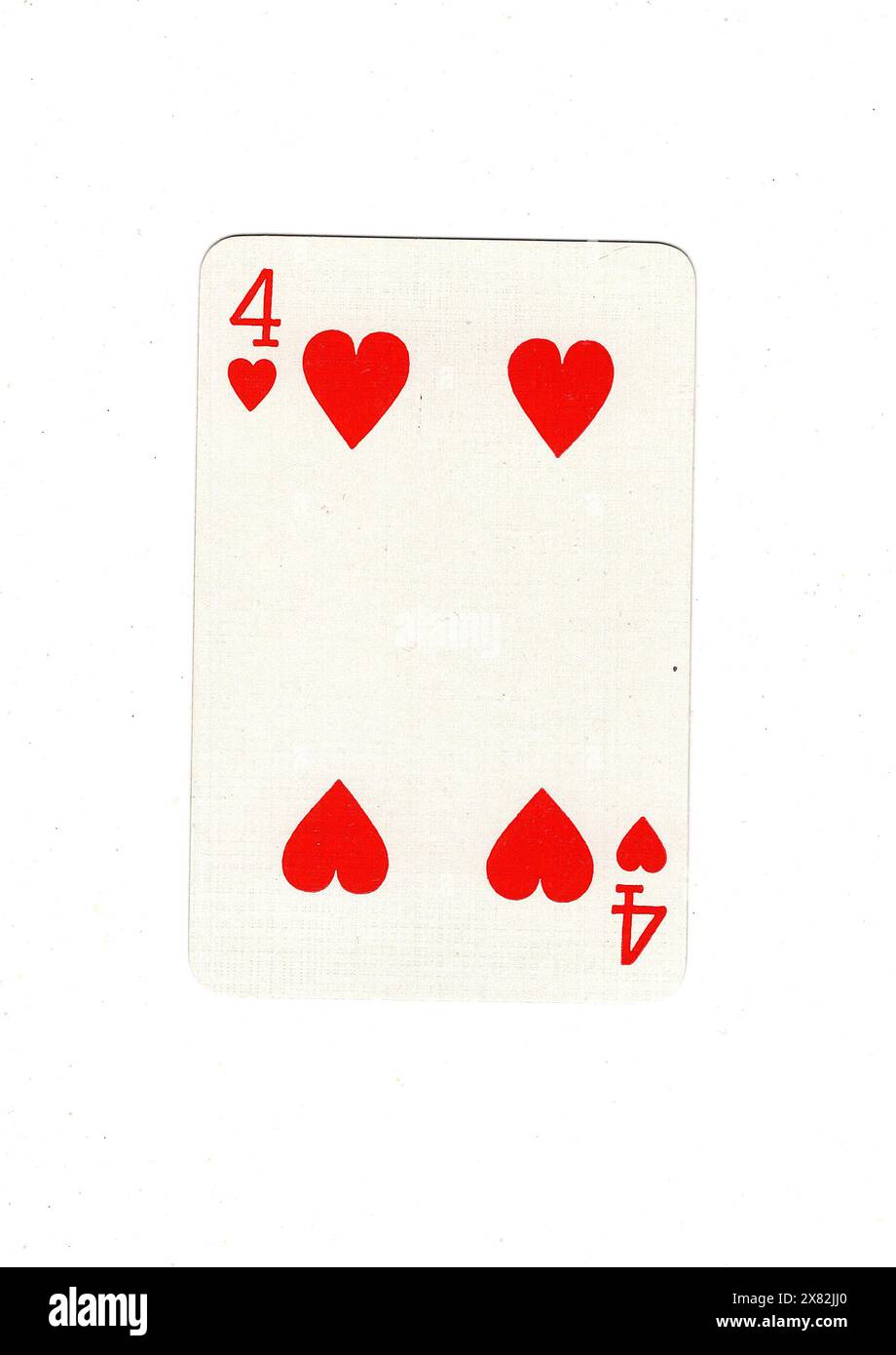 A four of hearts playing card on a white background Stock Photo - Alamy
