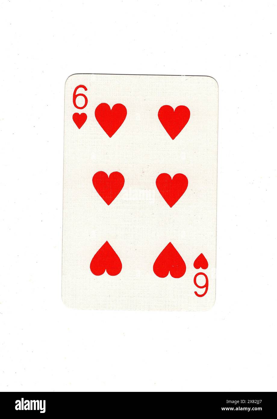 A six of hearts playing card on a white background Stock Photo - Alamy