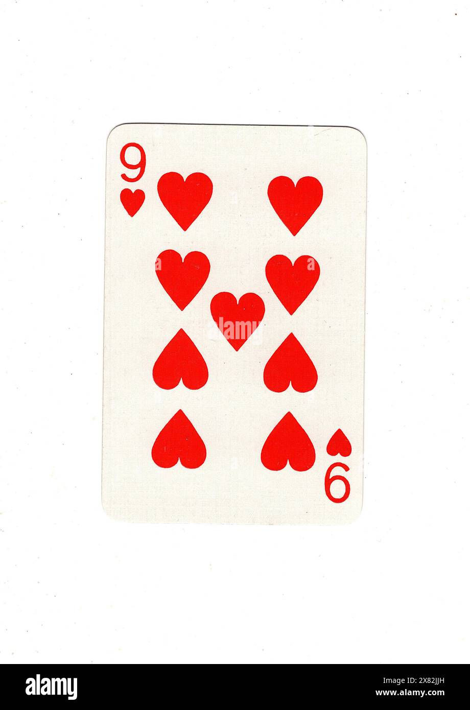 A nine of hearts playing card on a white background Stock Photo - Alamy