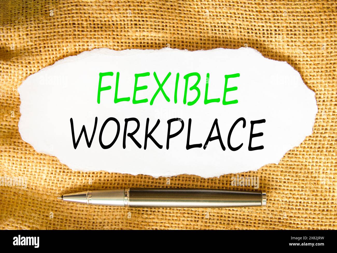 Flexible workplace symbol. Concept words Flexible workplace on beautiful white paper. Beautiful ...